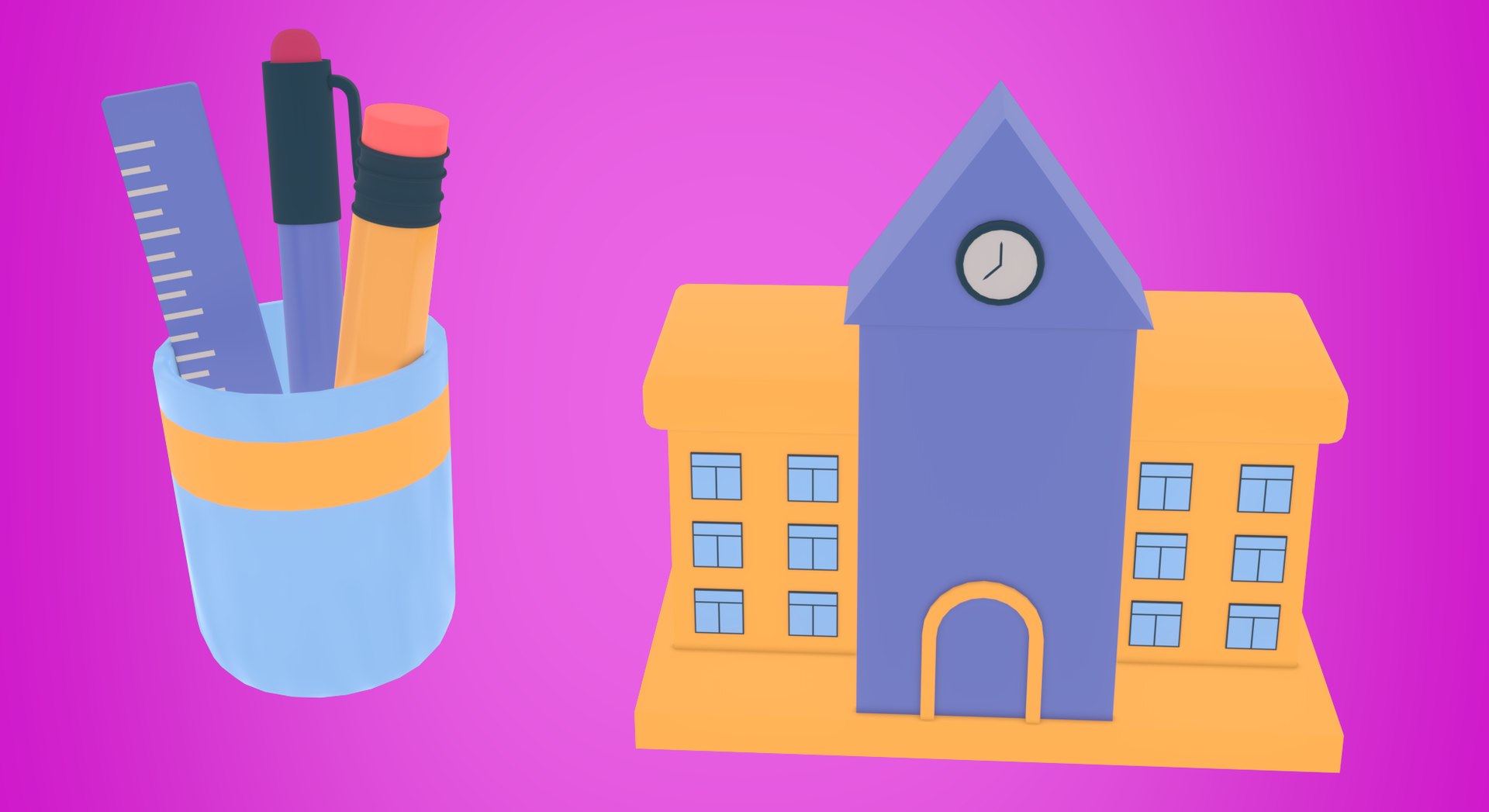 School icons model - TurboSquid 1761220