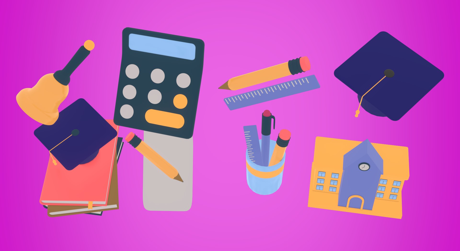 School icons model - TurboSquid 1761220