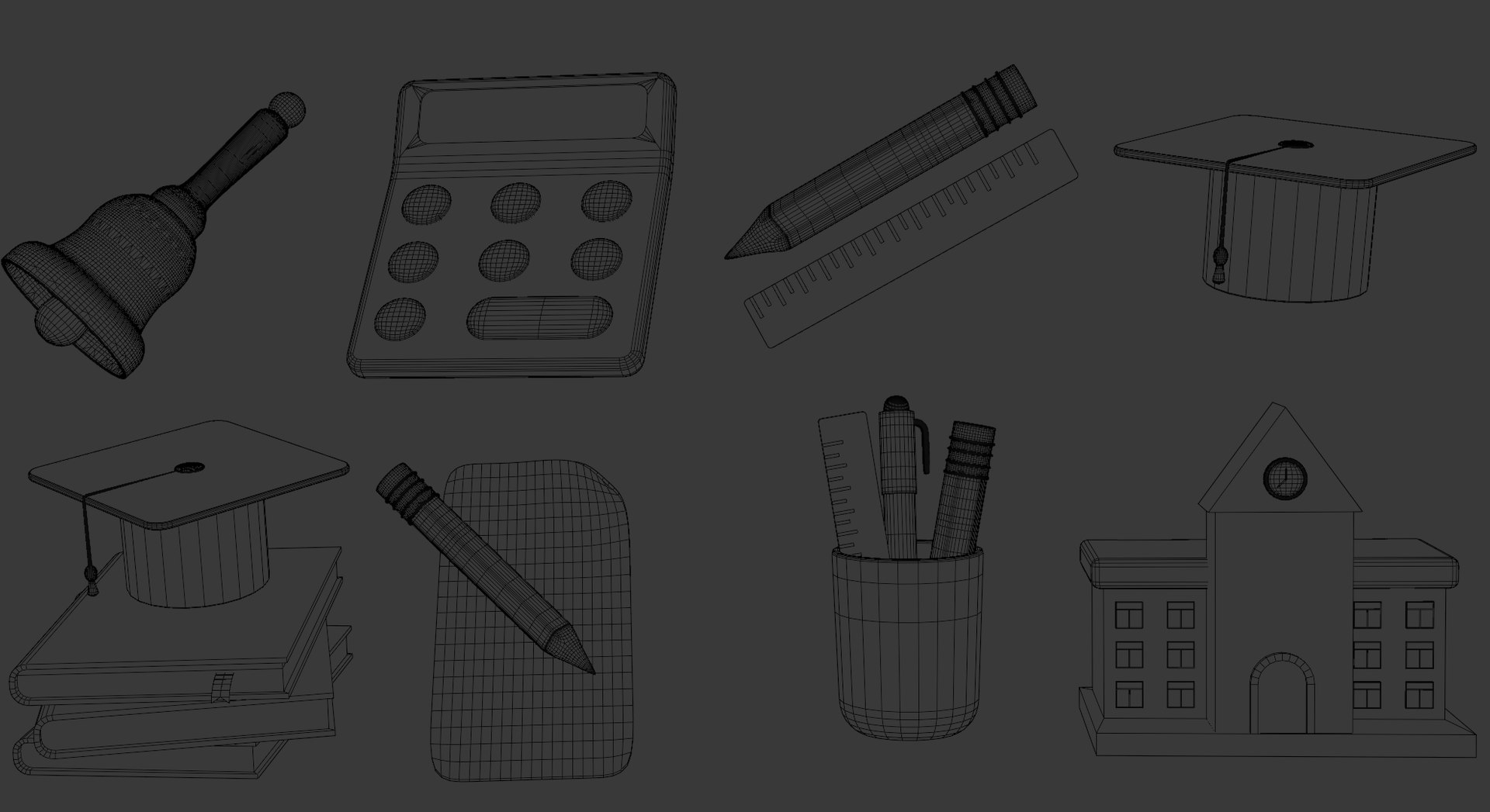 School icons model - TurboSquid 1761220