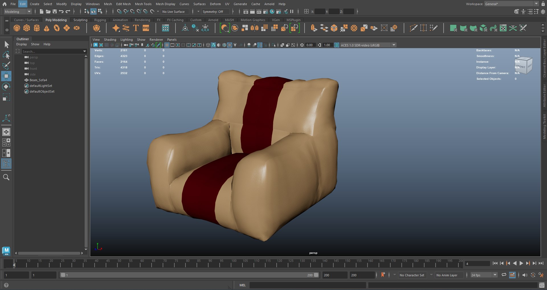 Beam Sofa AR VR PBR Lowpoly With Game Ready 3D Model - TurboSquid 2072491