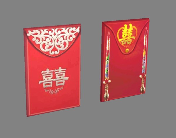 3D Cartoon wedding invitation - wedding envelope - money bag ...