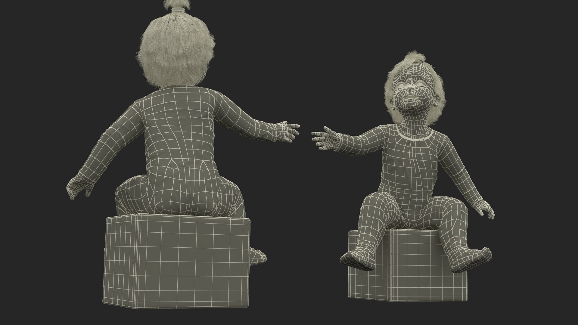 3D Baby Girl Wearing Full Bodysuit Sitting - TurboSquid 2290044