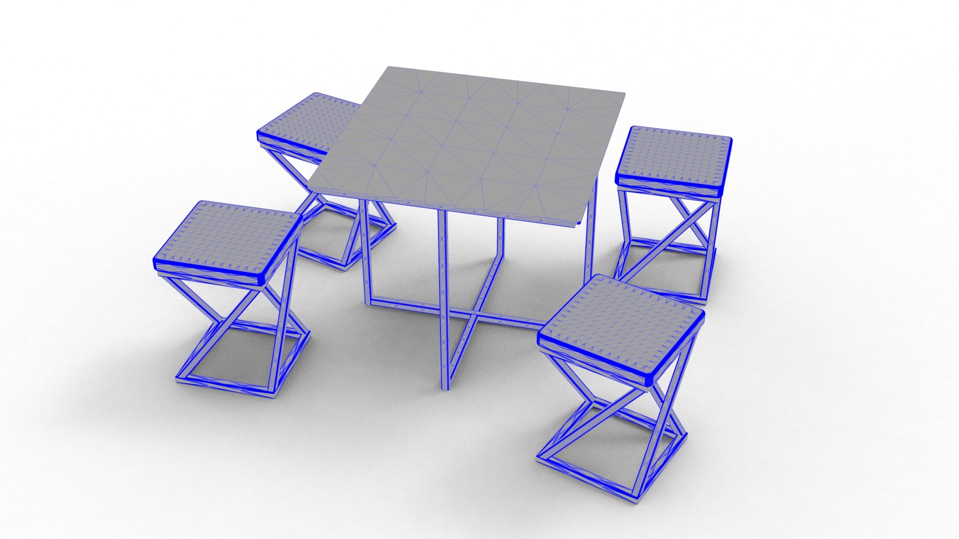 Dining Table With Stool 3D Model - TurboSquid 2189259