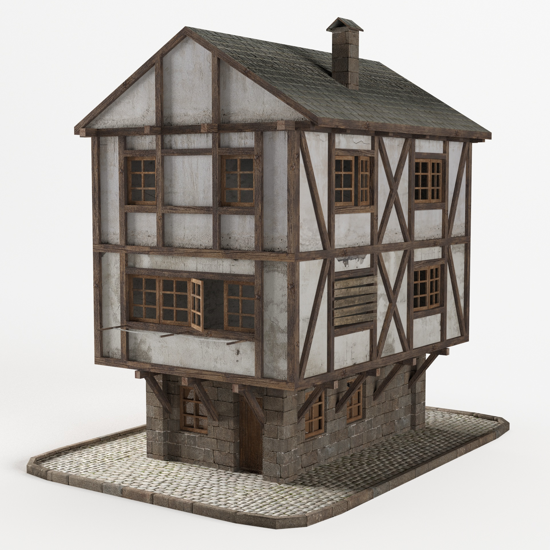 3D medieval town city buildings model - TurboSquid 1676560