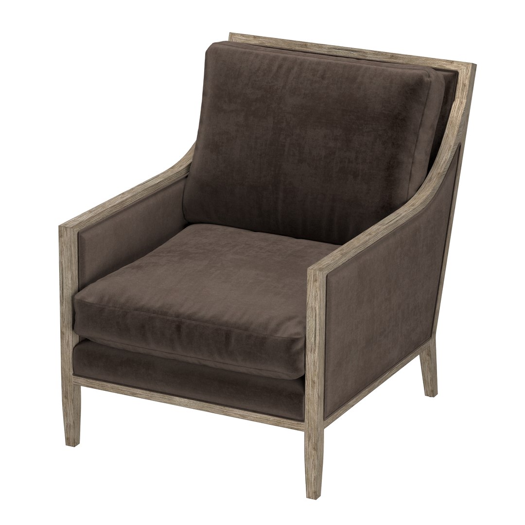 3D Model FRENCH CONTEMPORARY SLOPE ARM LOW BACK CHAIR - TurboSquid 1900753