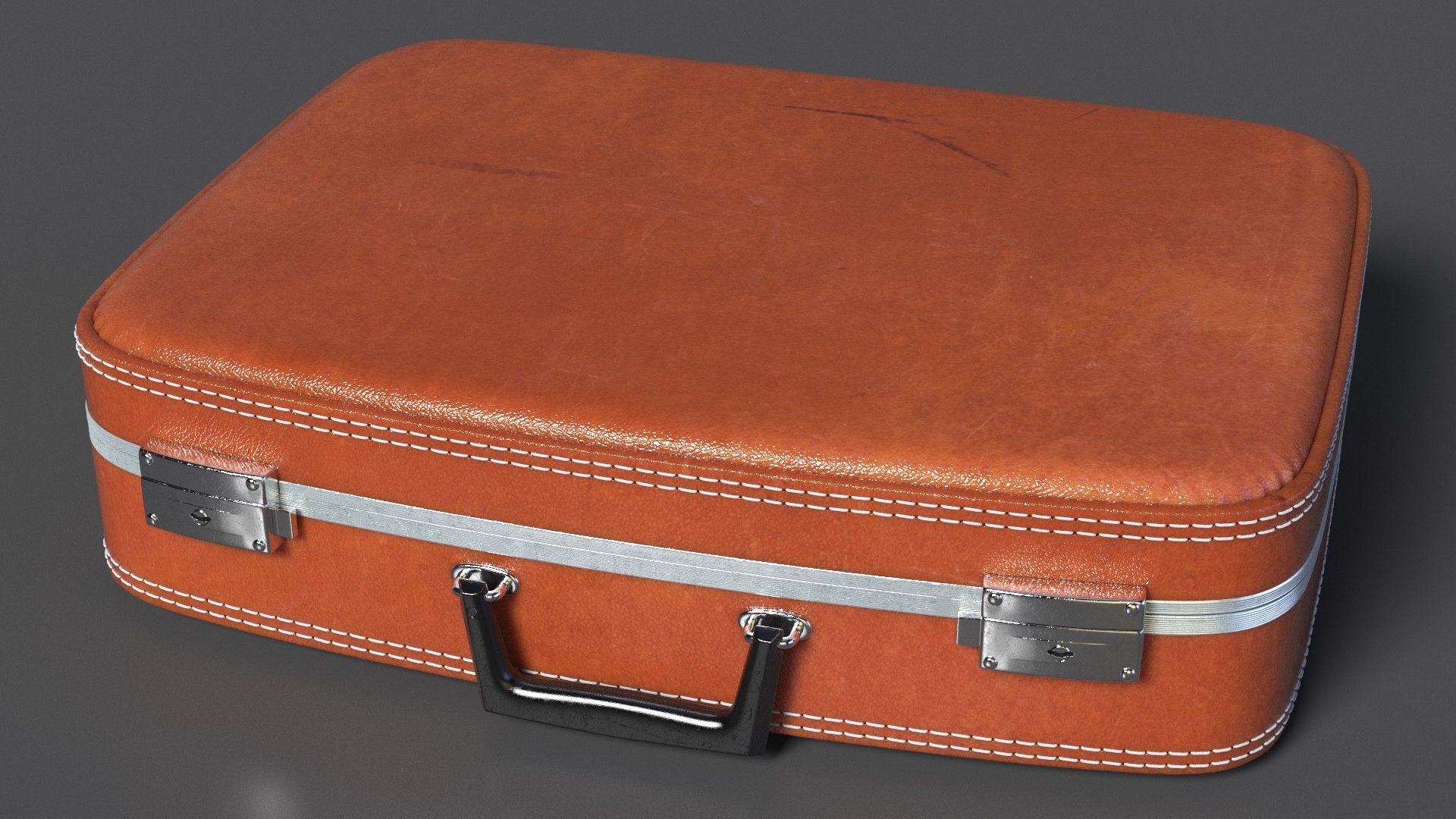 3D model Vintage Leather Suitcase - TurboSquid 2130614