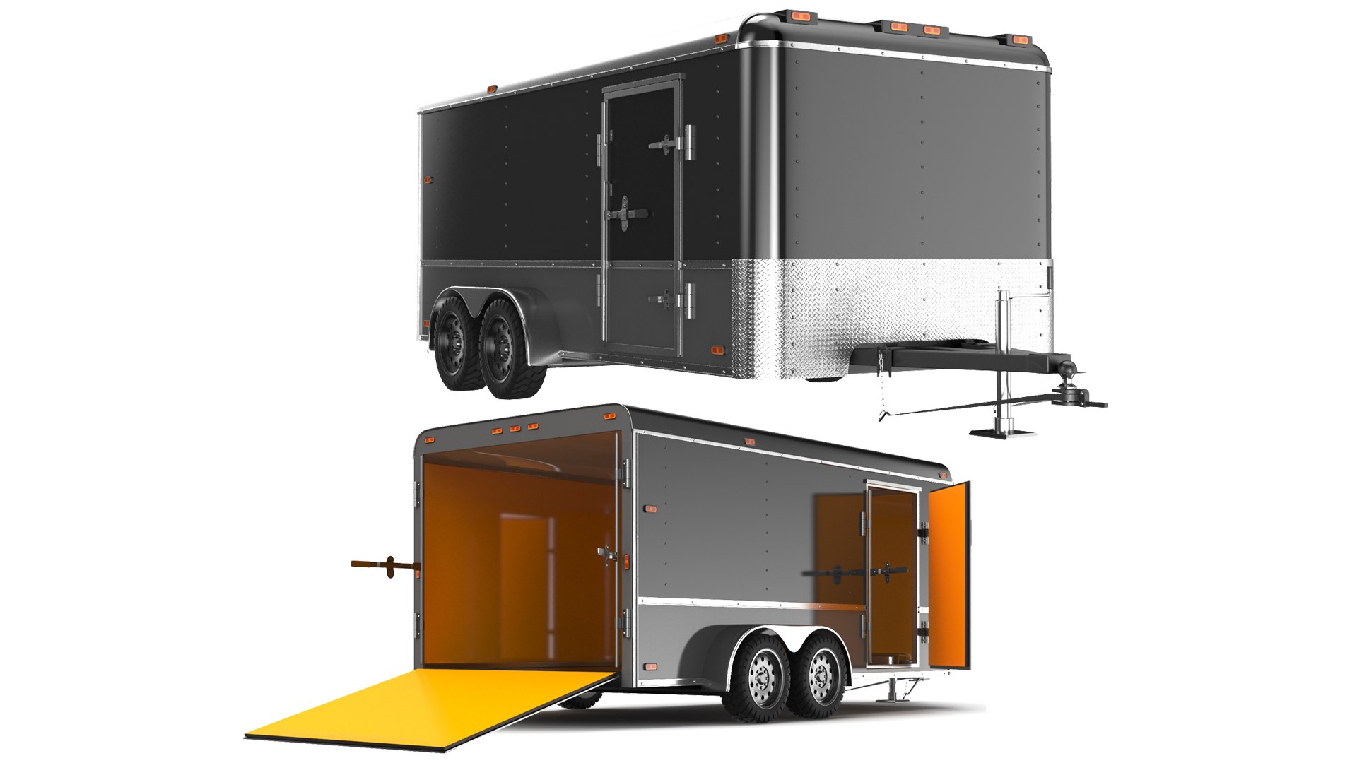 3D Detailed Cargo Trailer Open And Close - TurboSquid 2088088