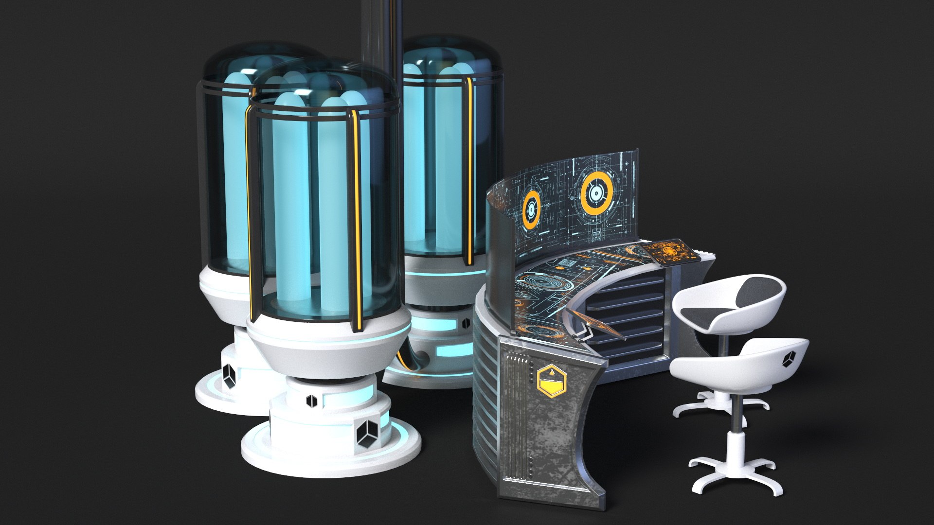 3D Futuristic Control Panel Station - TurboSquid 2318237