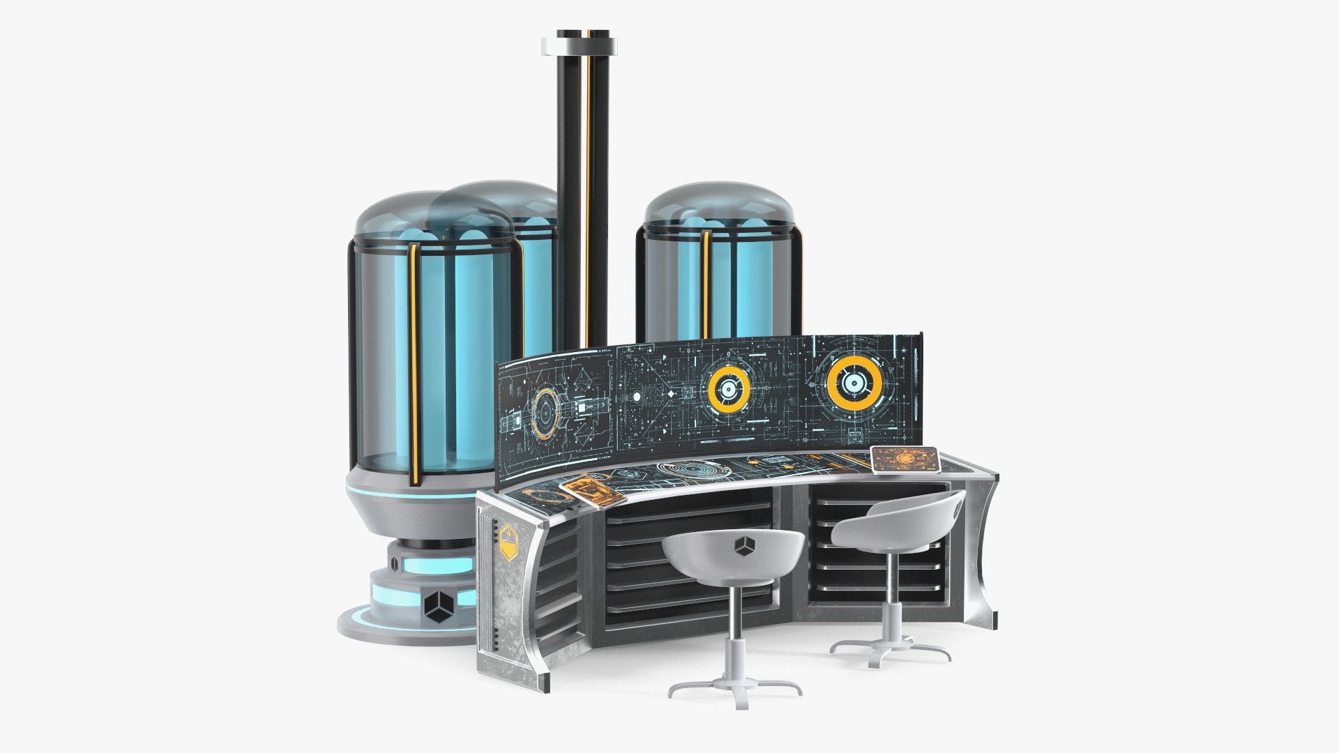 3D Futuristic Control Panel Station - TurboSquid 2318237