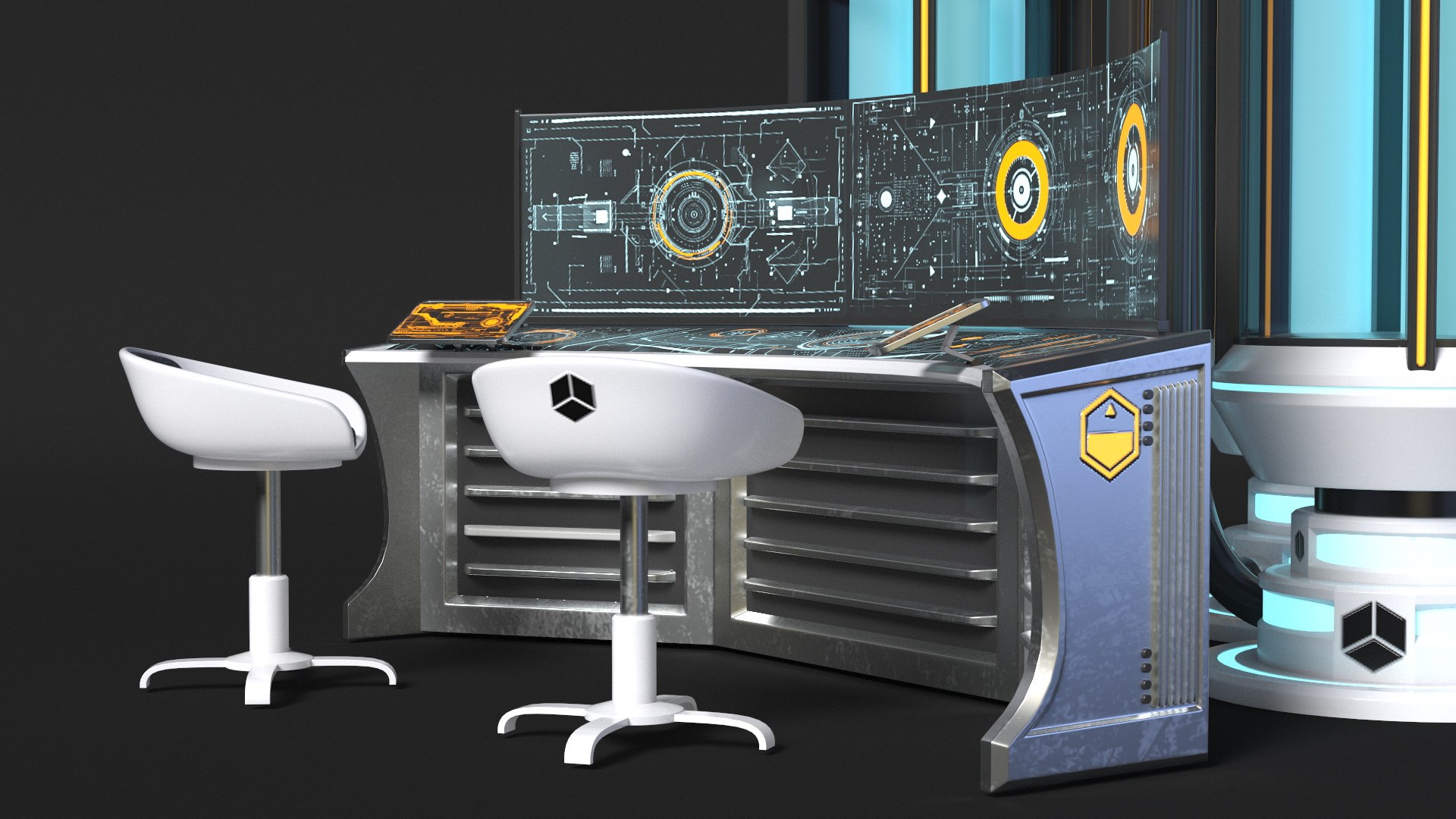 3D Futuristic Control Panel Station - TurboSquid 2318237