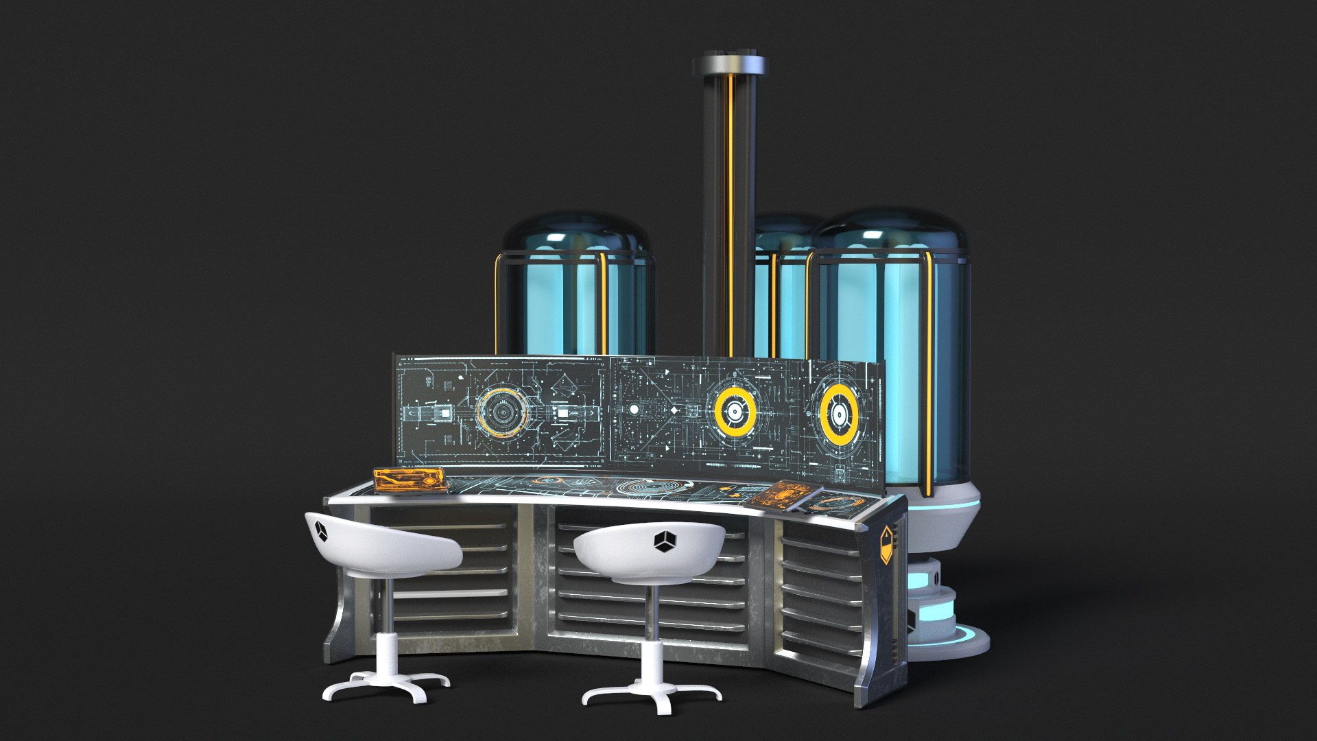 3D Futuristic Control Panel Station - TurboSquid 2318237