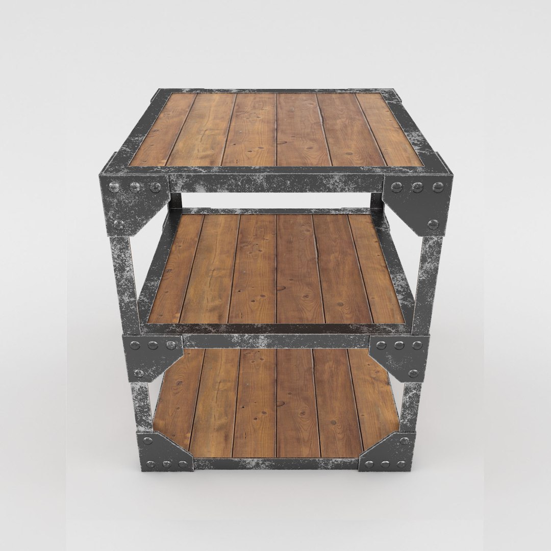 3D rust steel table wood - TurboSquid 1479208