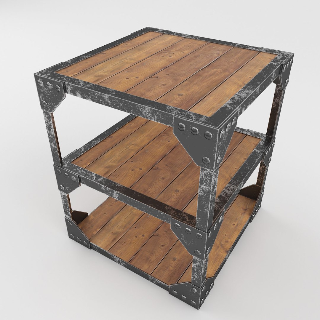 3D rust steel table wood - TurboSquid 1479208