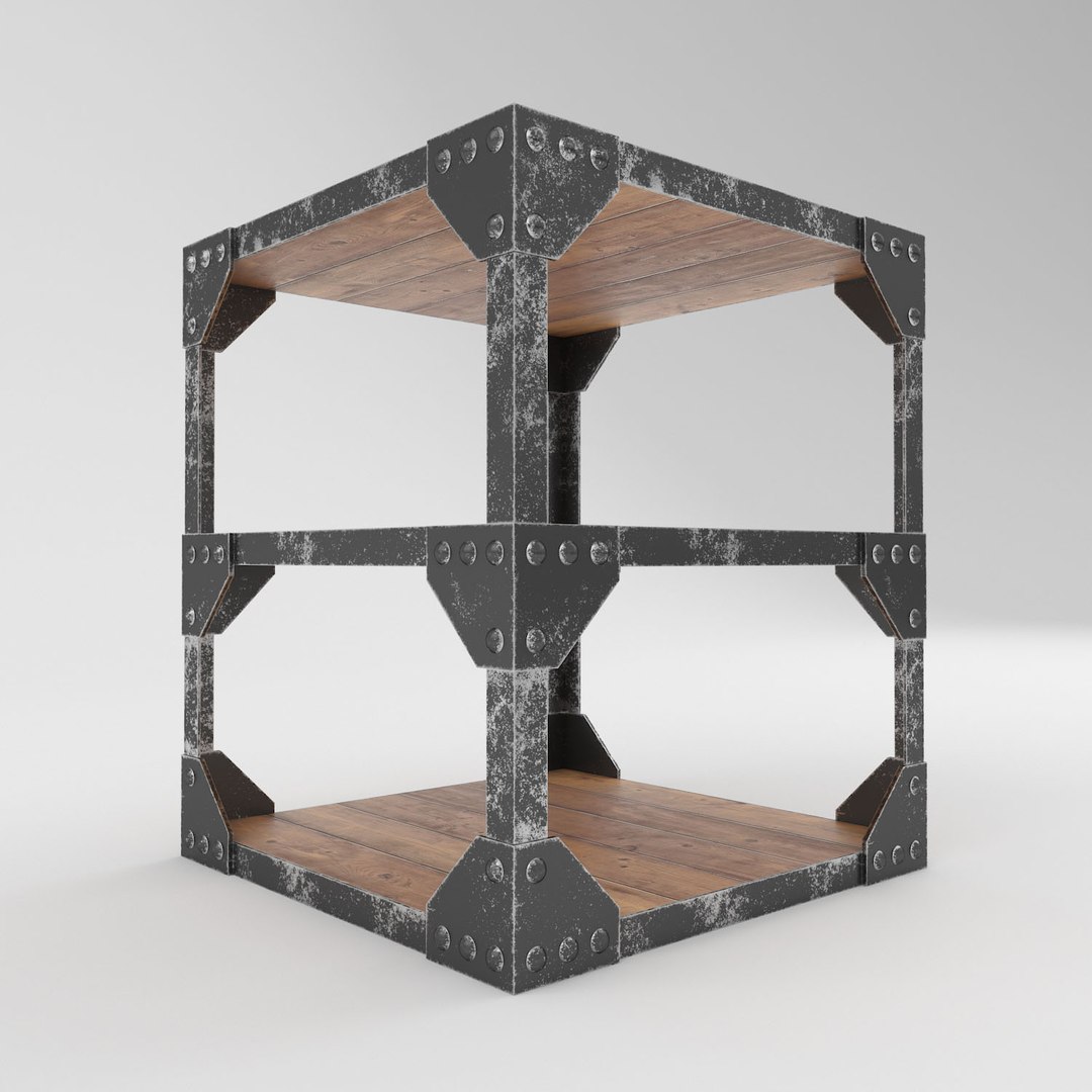 3D rust steel table wood - TurboSquid 1479208