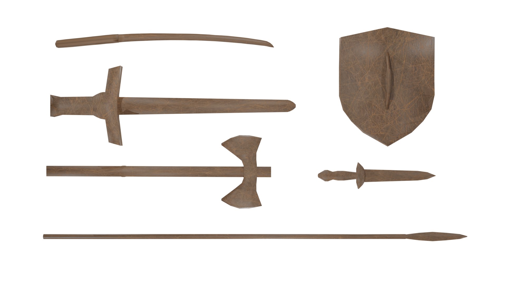 Wooden Weapons 3D Model - TurboSquid 2144820