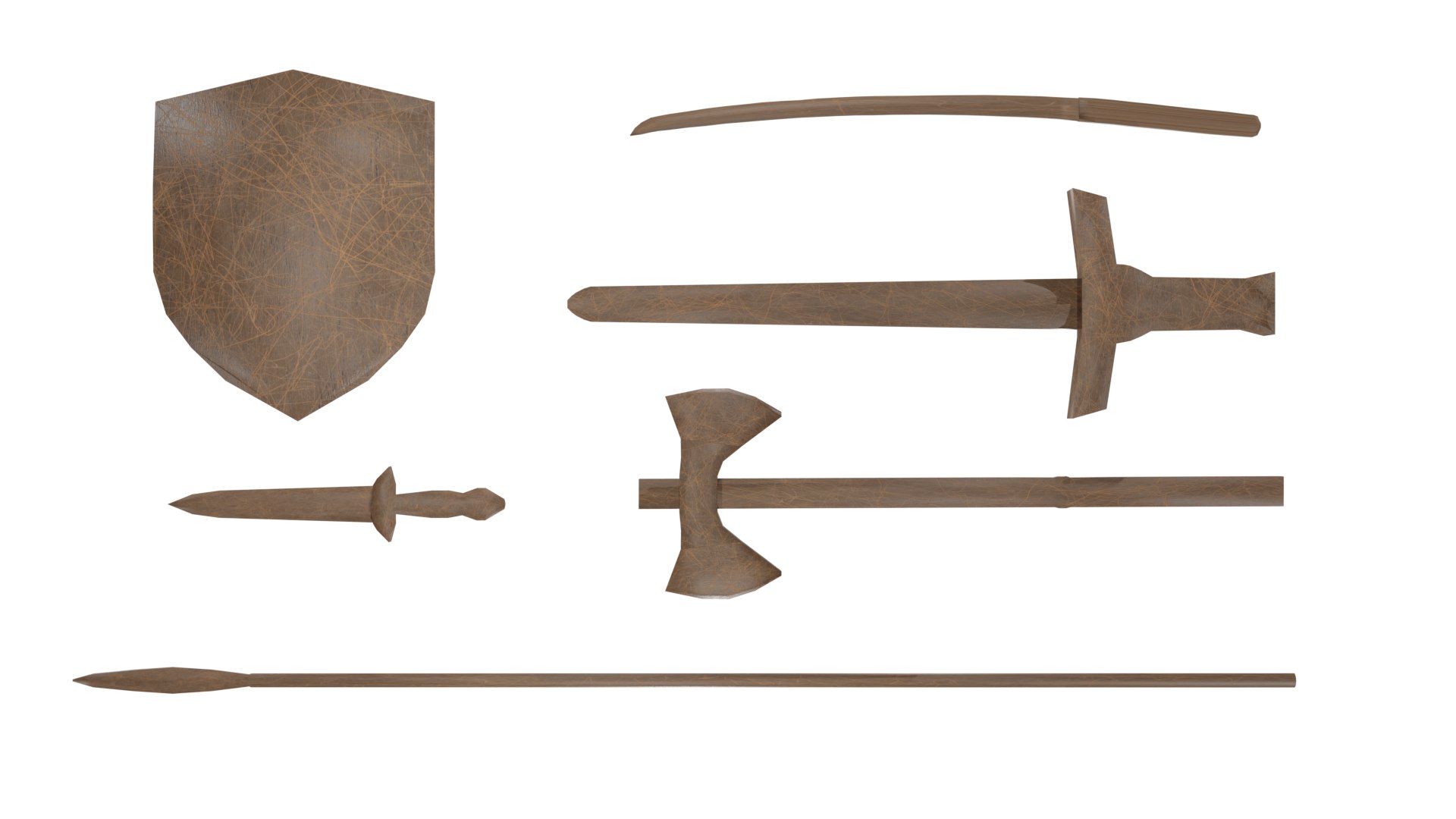 Wooden Weapons 3D Model - TurboSquid 2144820