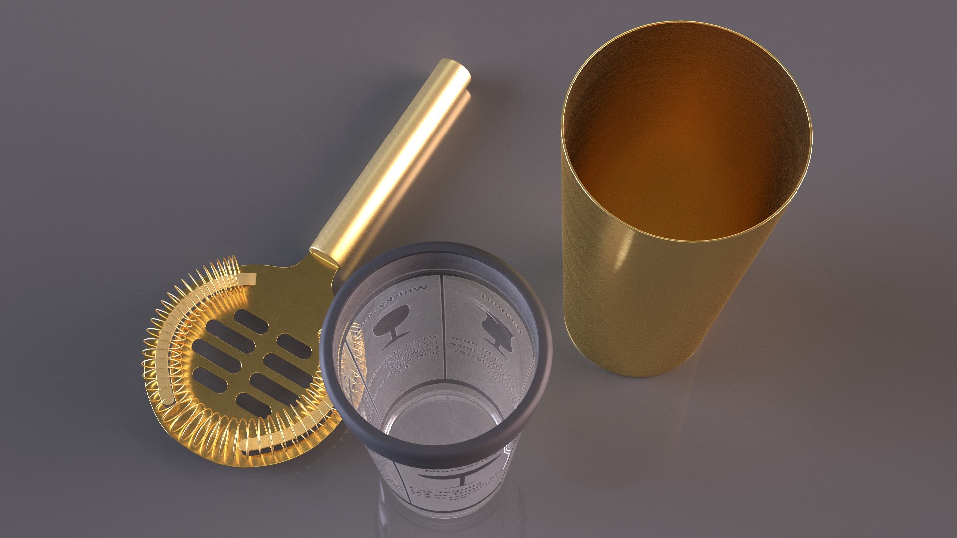 Cocktail Shaker Set Transparent Gold 3D - TurboSquid 2118233