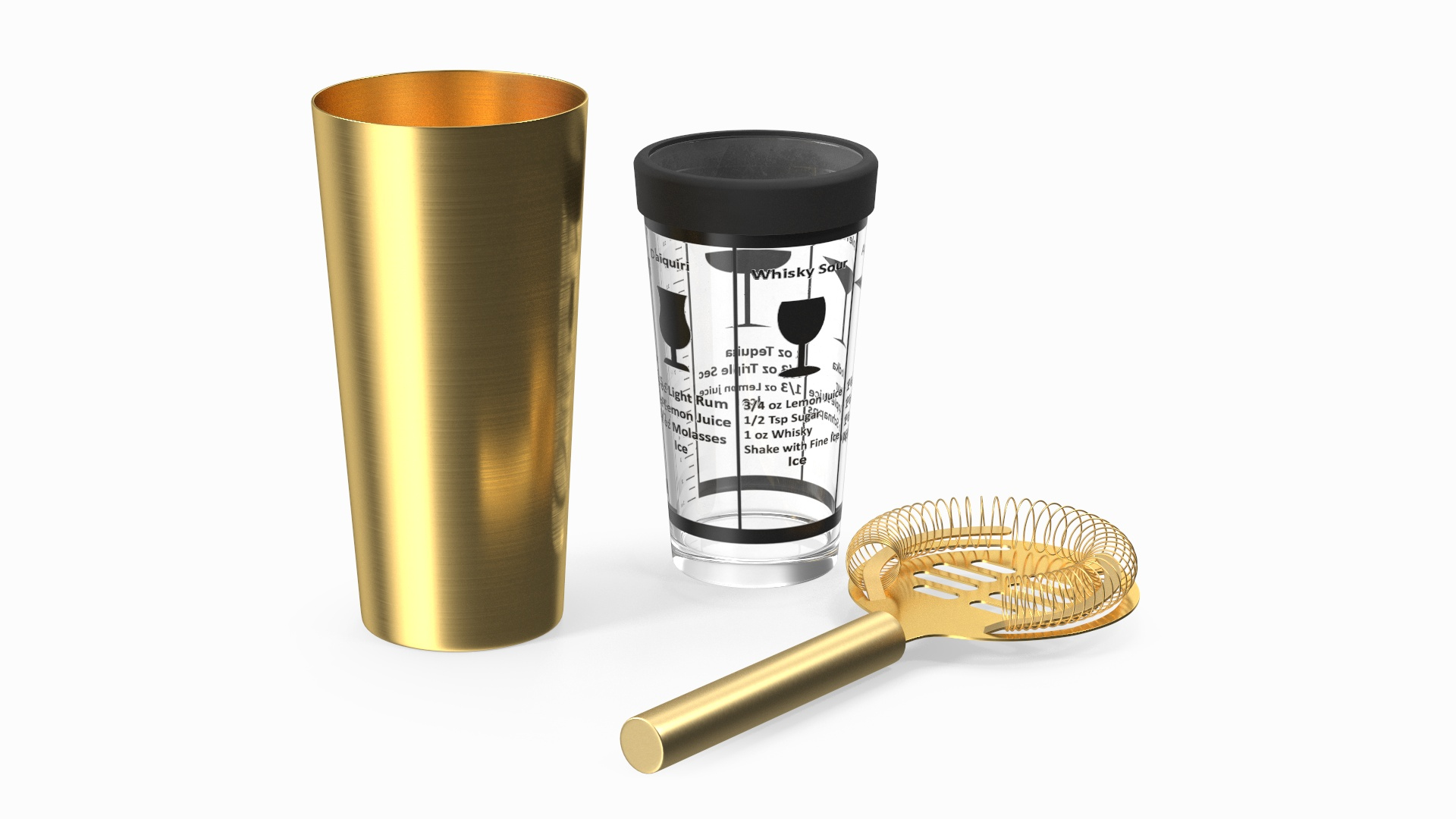 Cocktail Shaker Set Transparent Gold 3D - TurboSquid 2118233