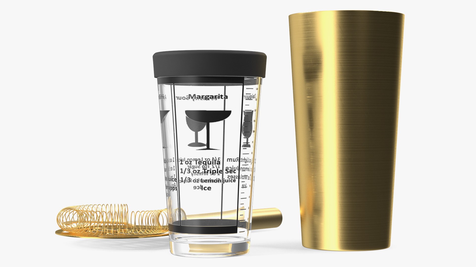 Cocktail Shaker Set Transparent Gold 3D - TurboSquid 2118233