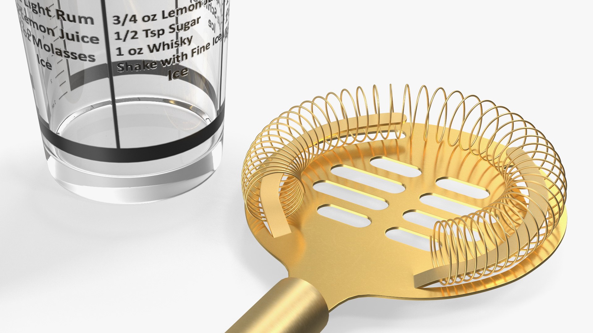 Cocktail Shaker Set Transparent Gold 3D - TurboSquid 2118233
