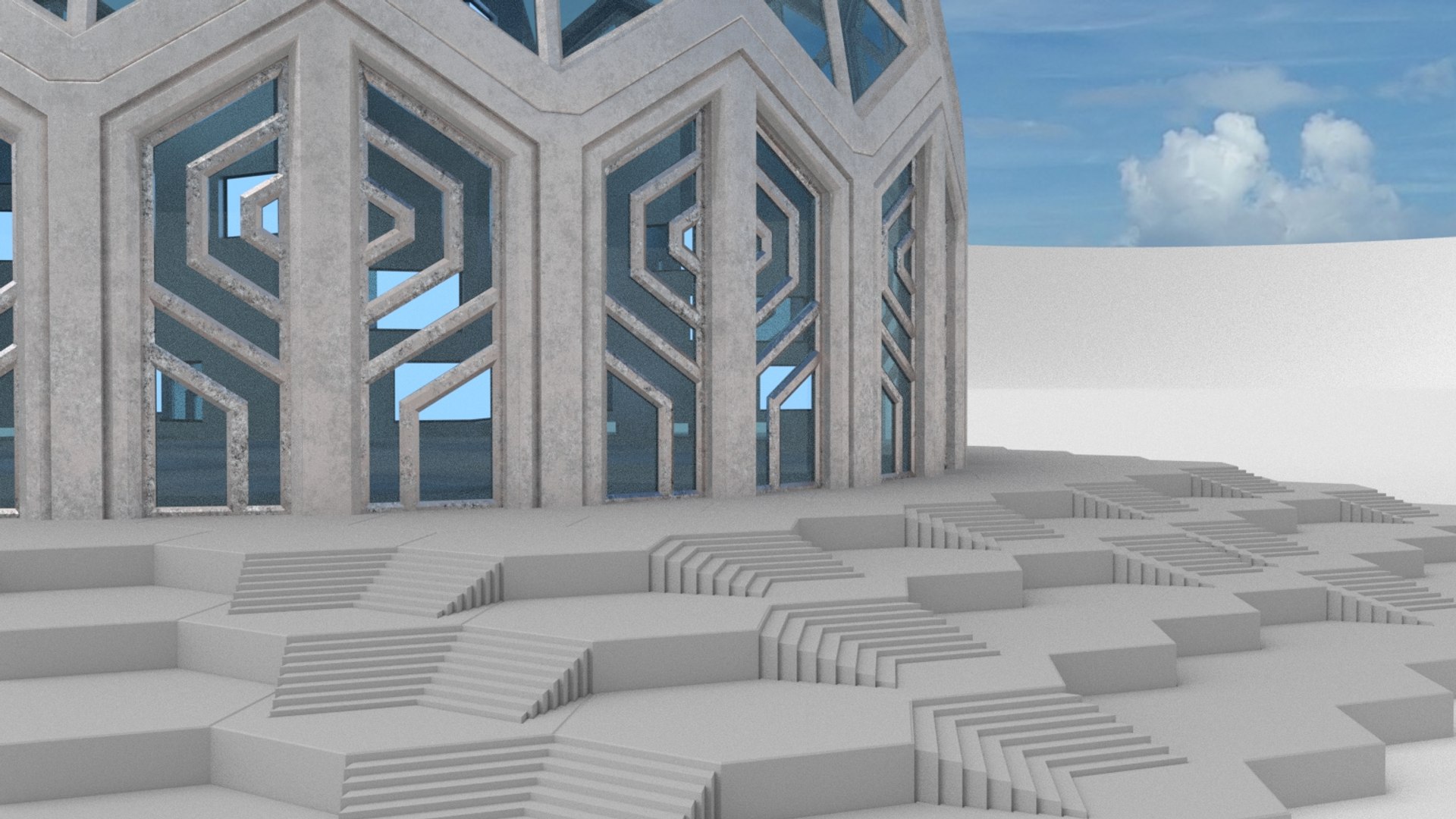 3d Small Dome Hexagon Pattern Model