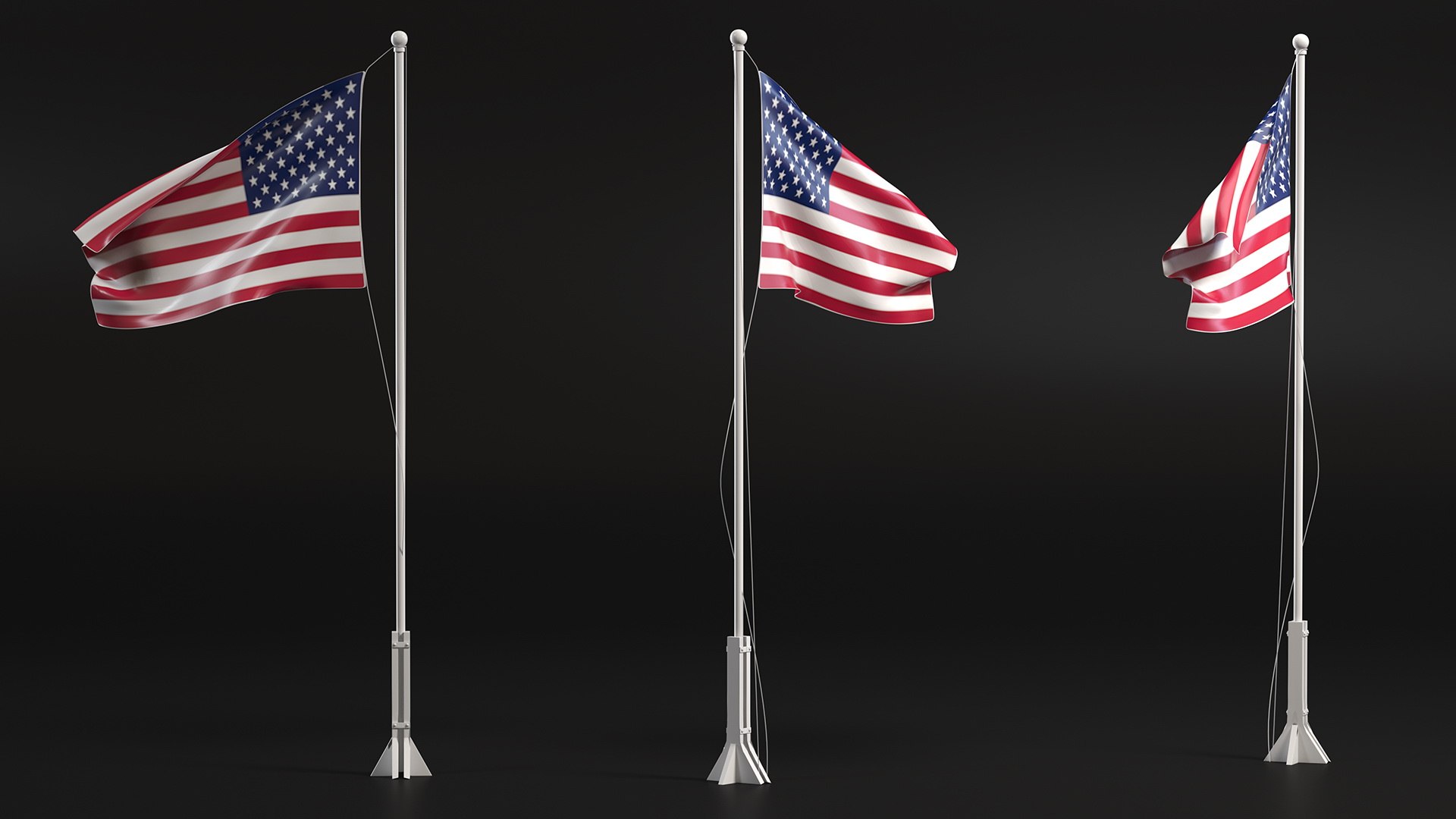 USA Flag On Small Flagpole 3D Model - TurboSquid 2020774