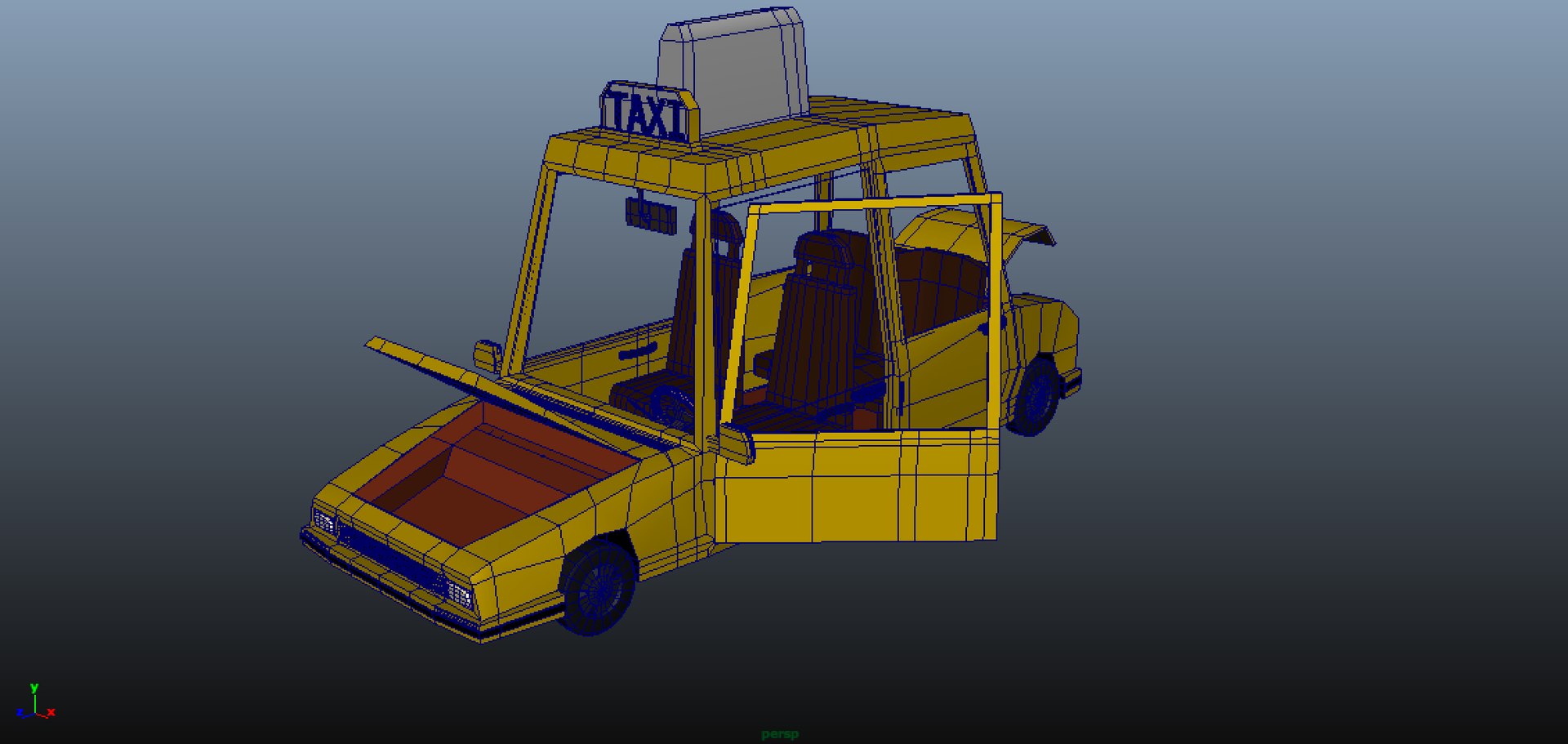 3d Cartoon Taxi Model