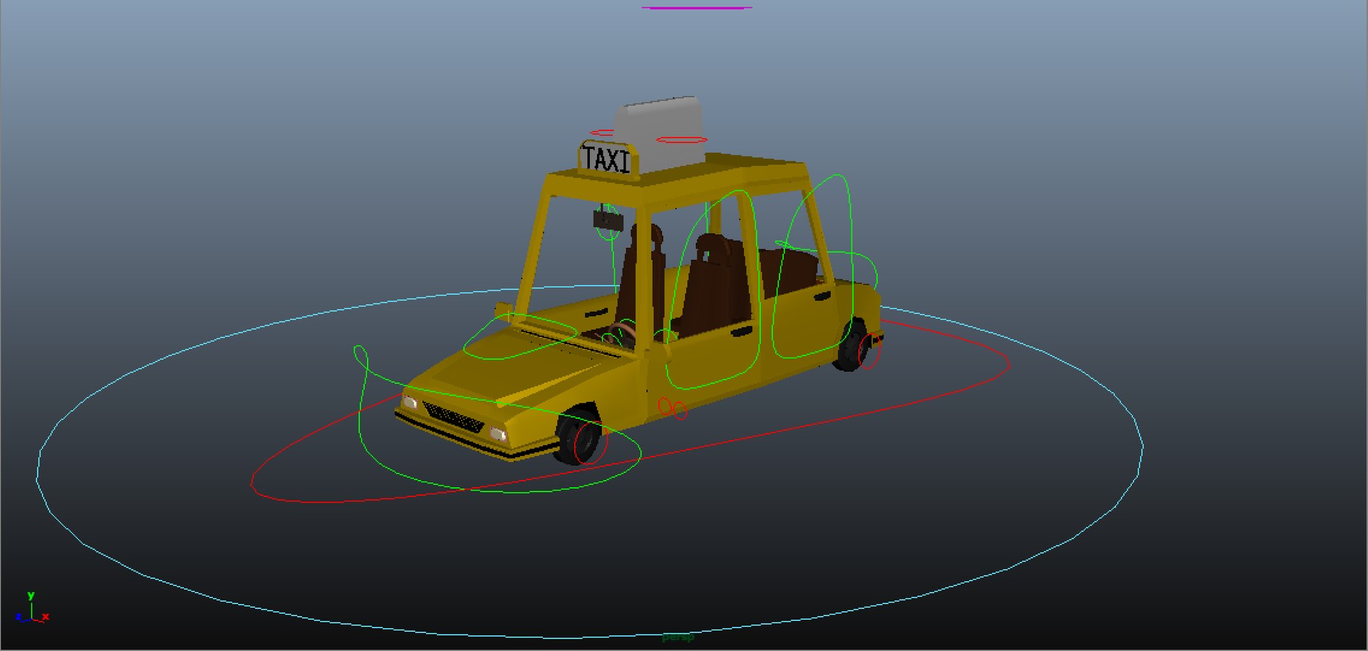 3d Cartoon Taxi Model