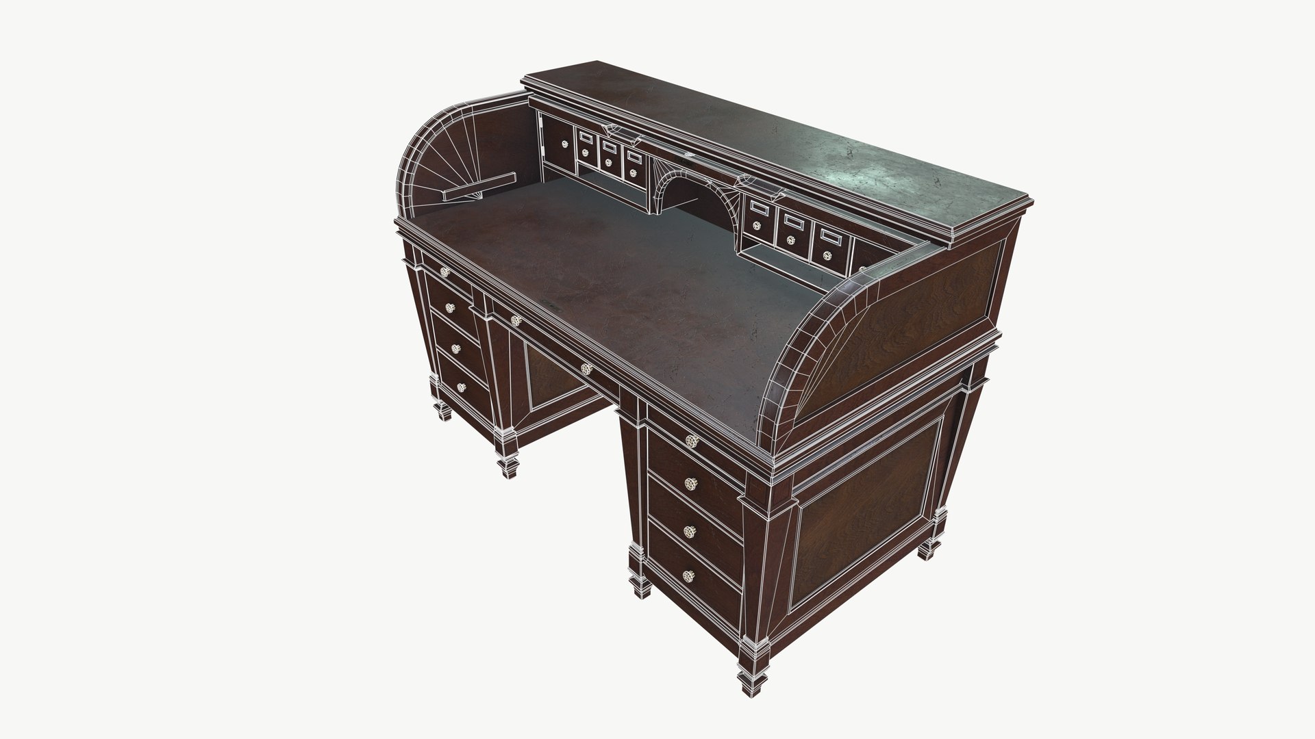 3D Wooden Desk Model - TurboSquid 2327342