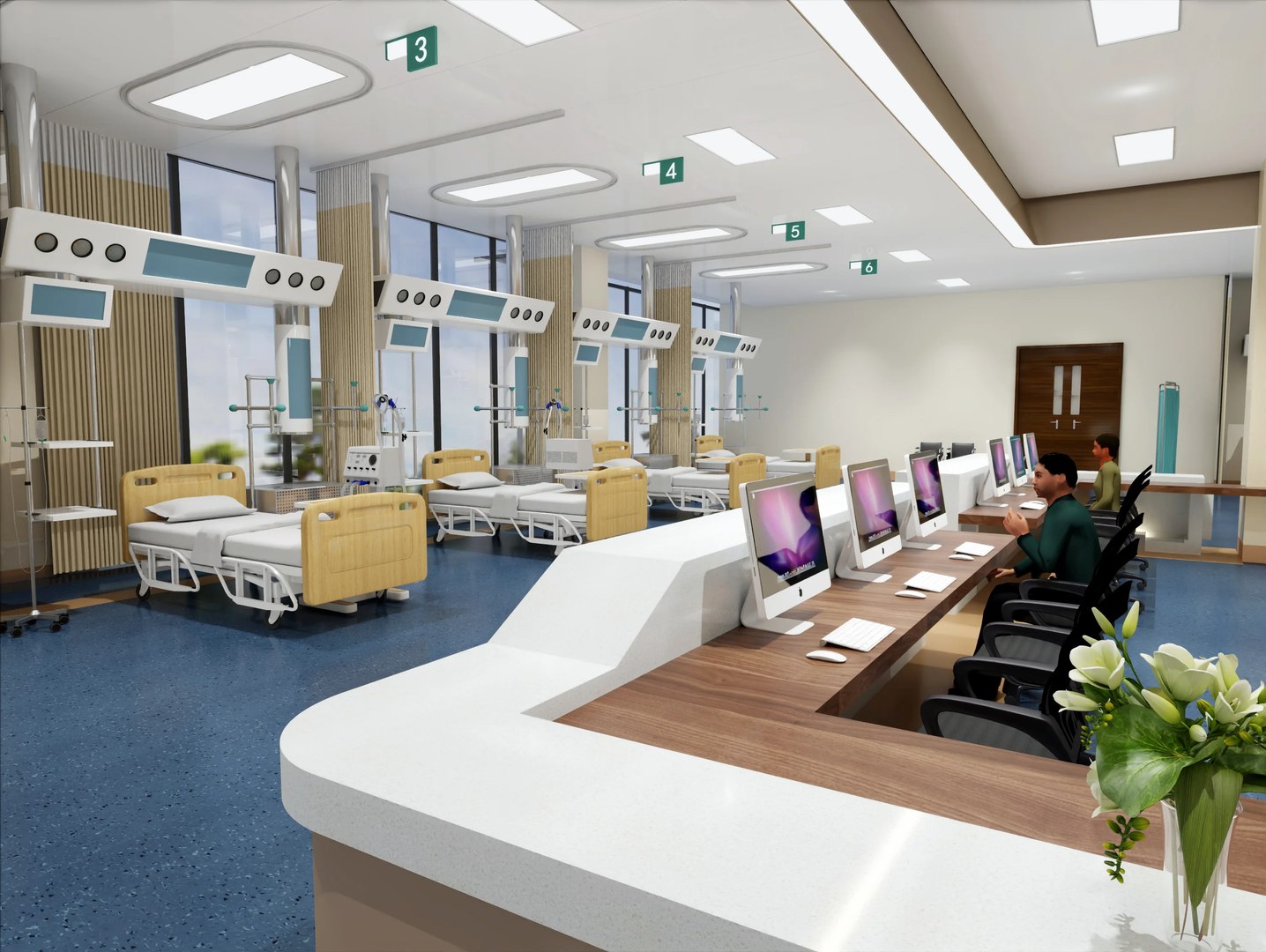 ICU Nurse Station - Hospital Room 3D Model 3D Model - TurboSquid 2223596