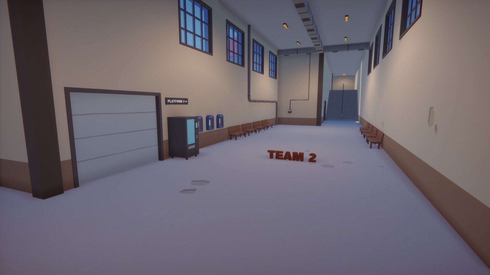 3D Low Poly FPS Map Vol5 - Railway Station Map with Trains model ...
