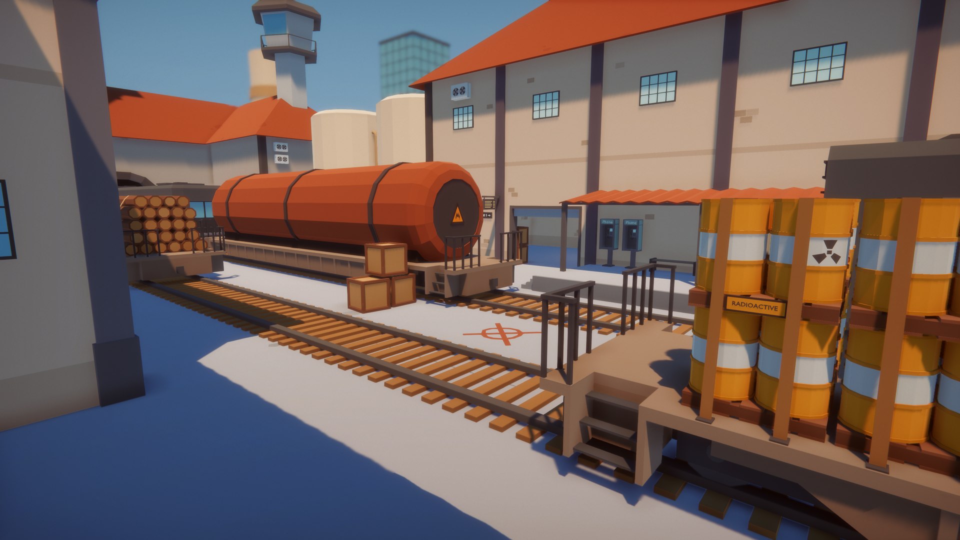 3D Low Poly FPS Map Vol5 - Railway Station Map with Trains model ...