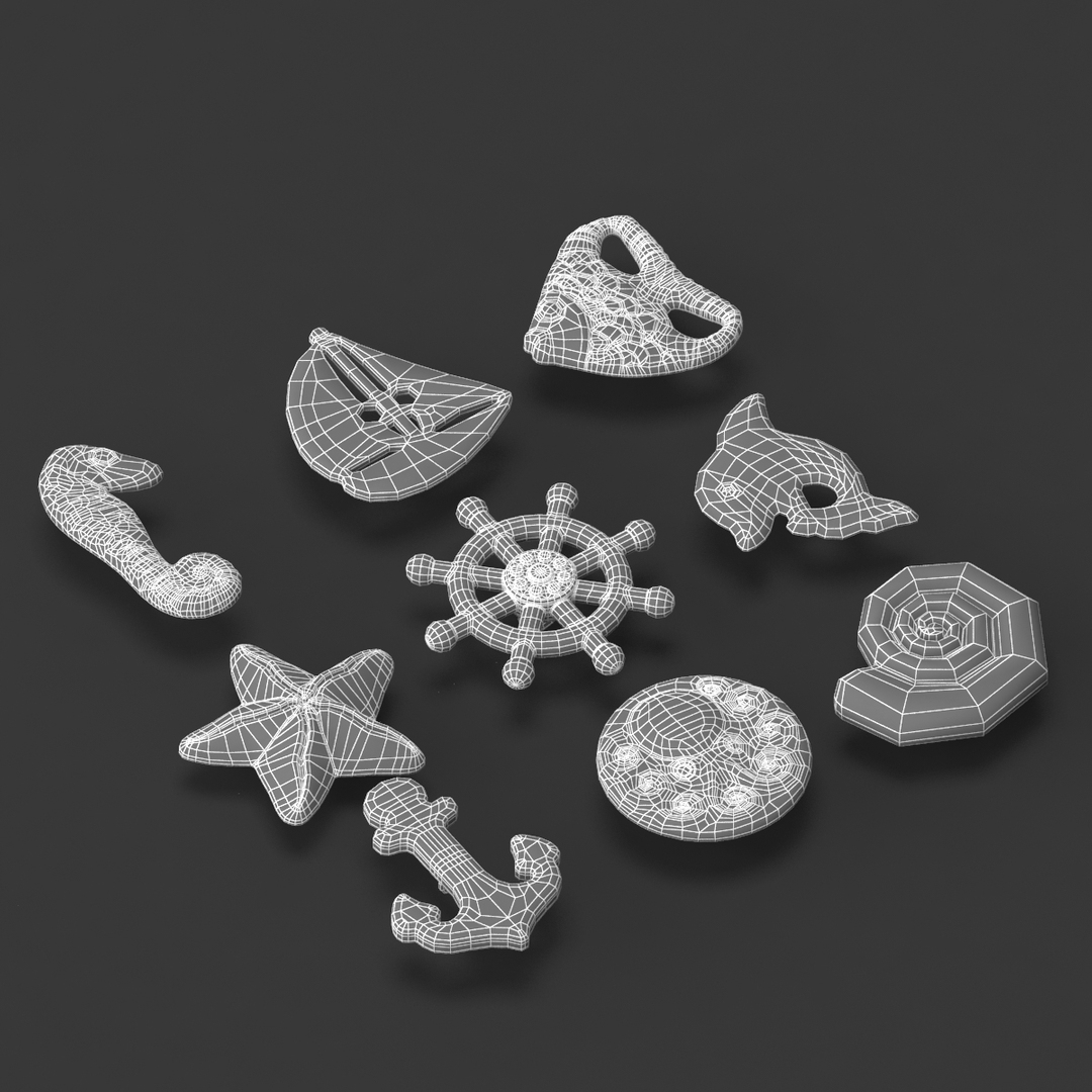 Sea Buttons 3d Model