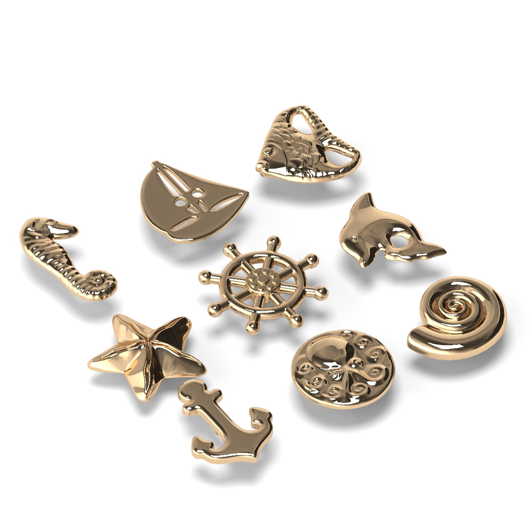 Sea Buttons 3d Model