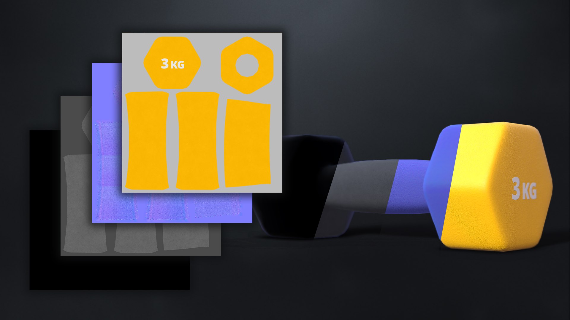 3D Fitness dumbbells 3 kg - TurboSquid 1791930