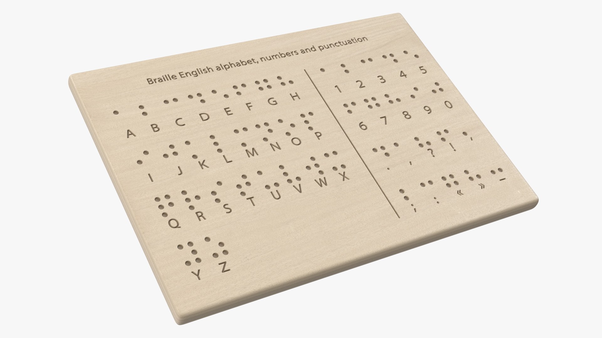 3D Braille Alphabet Wooden Board Model - TurboSquid 2376574