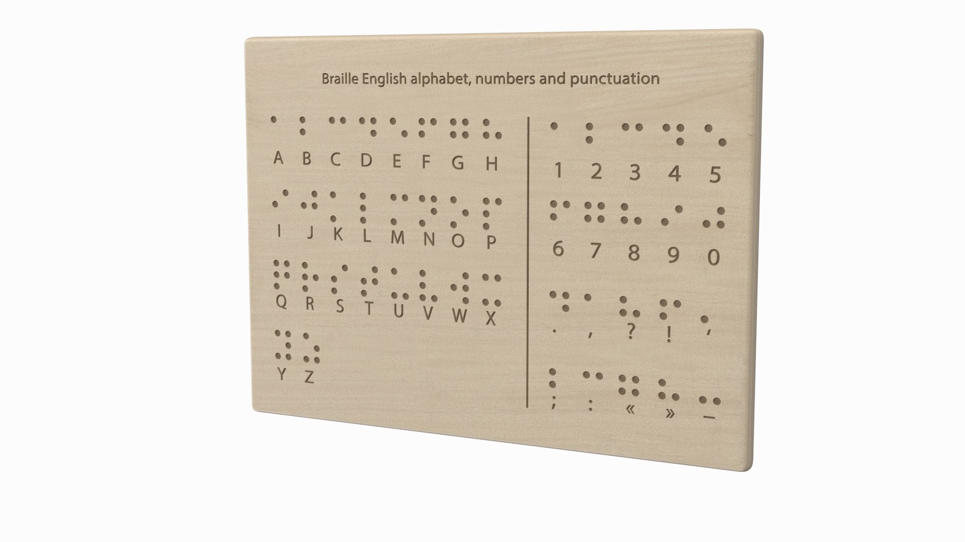 3D Braille Alphabet Wooden Board Model - TurboSquid 2376574