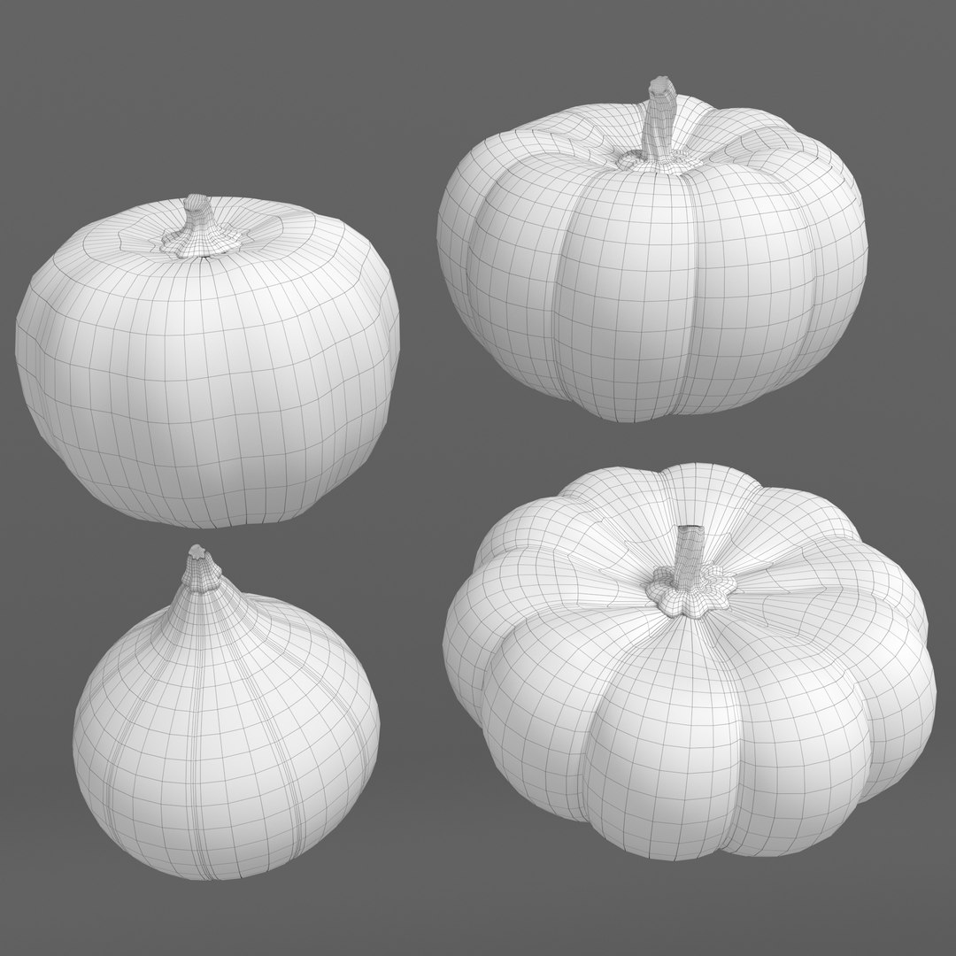 3D Model Four Varieties Of Pumpkin Gourds - TurboSquid 2246459