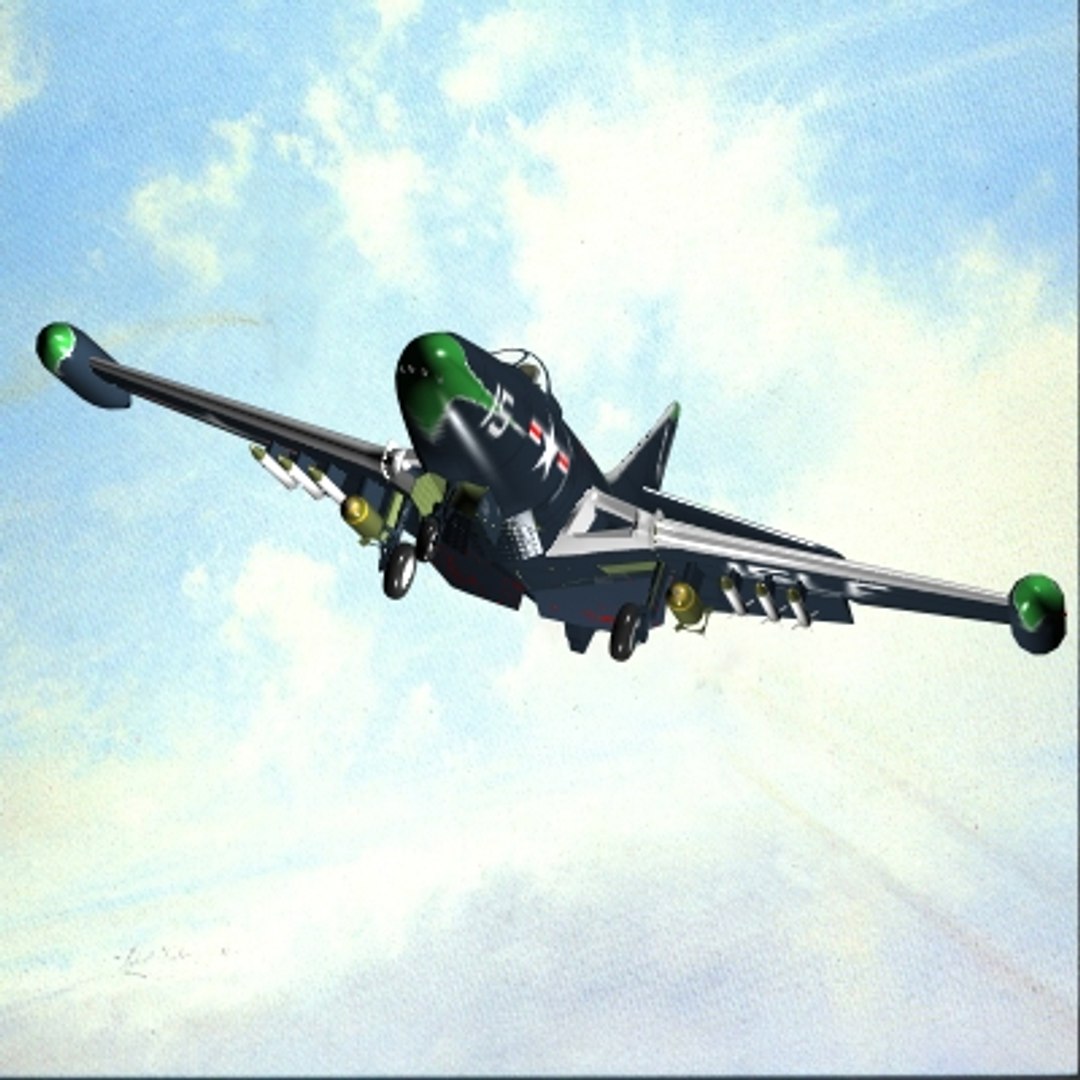 Grumman F9f Panther Jet Fighter 3ds