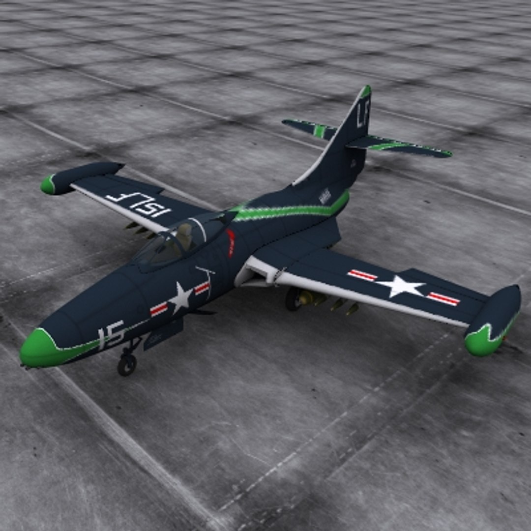 Grumman F9f Panther Jet Fighter 3ds