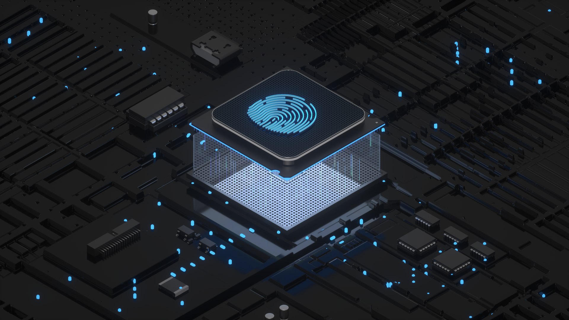 3D C4D Octane CPU Chip Core Capacitance Scifi Circuit Board 4 ...