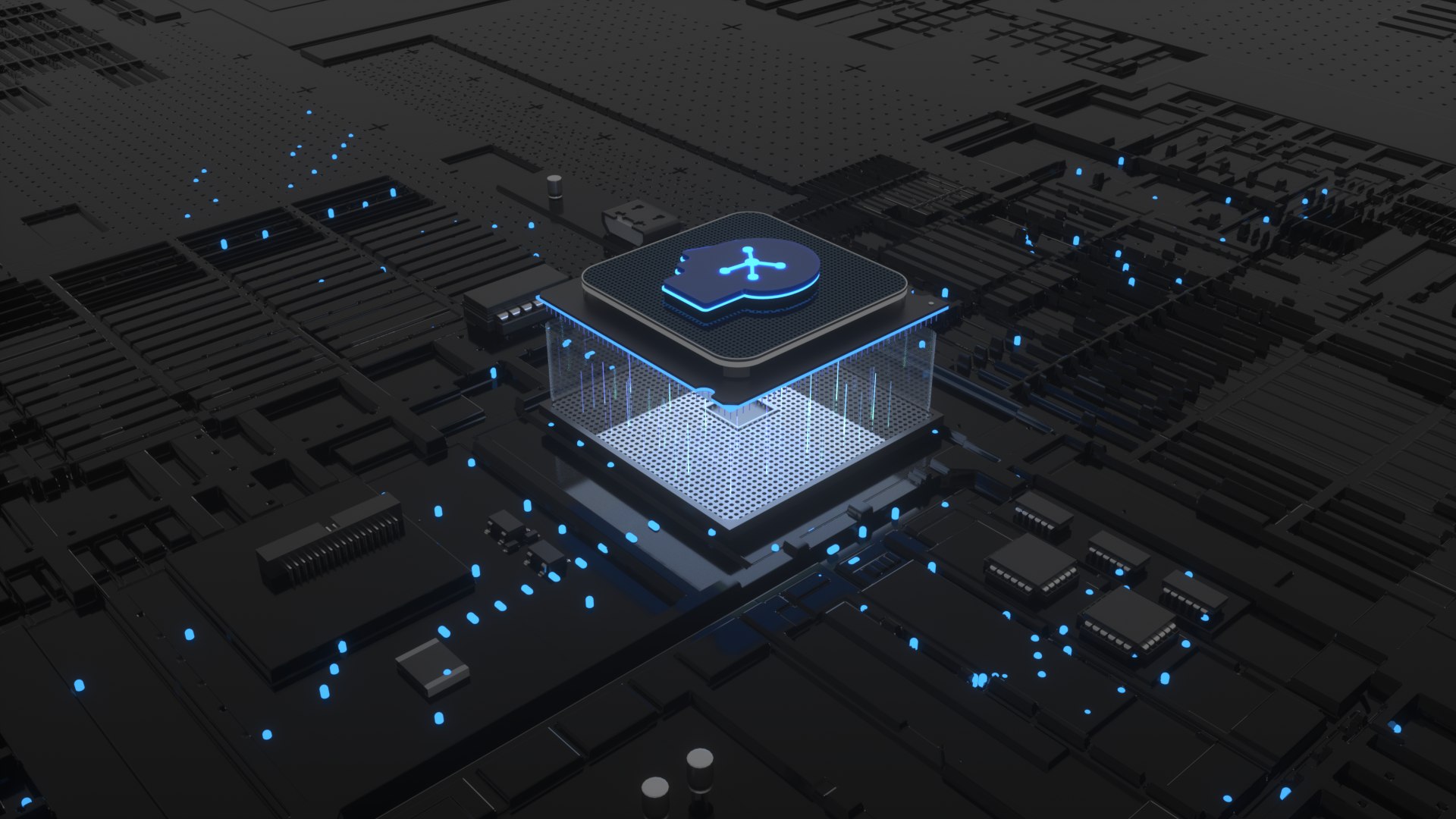 3D C4D Octane CPU Chip Core Capacitance Scifi Circuit Board 4 ...