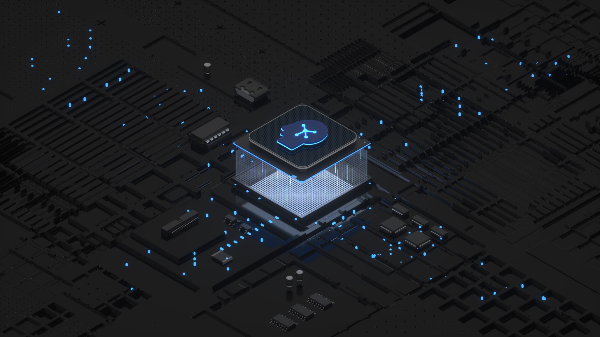 3D C4D Octane CPU Chip Core Capacitance Scifi Circuit Board 4 ...