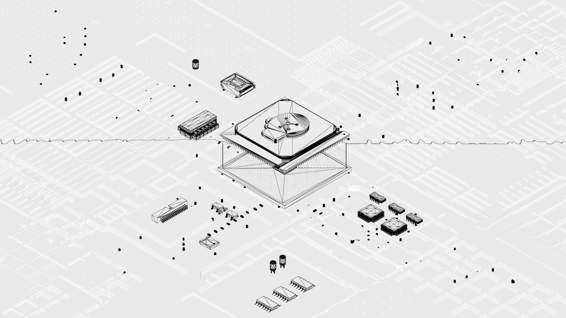 3D C4D Octane CPU Chip Core Capacitance Scifi Circuit Board 4 ...