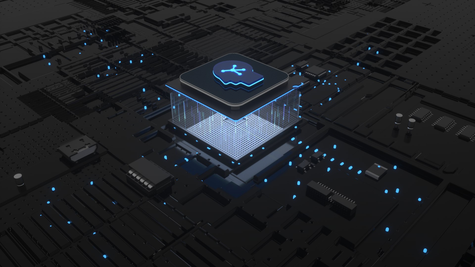 3D C4D Octane CPU Chip Core Capacitance Scifi Circuit Board 4 ...