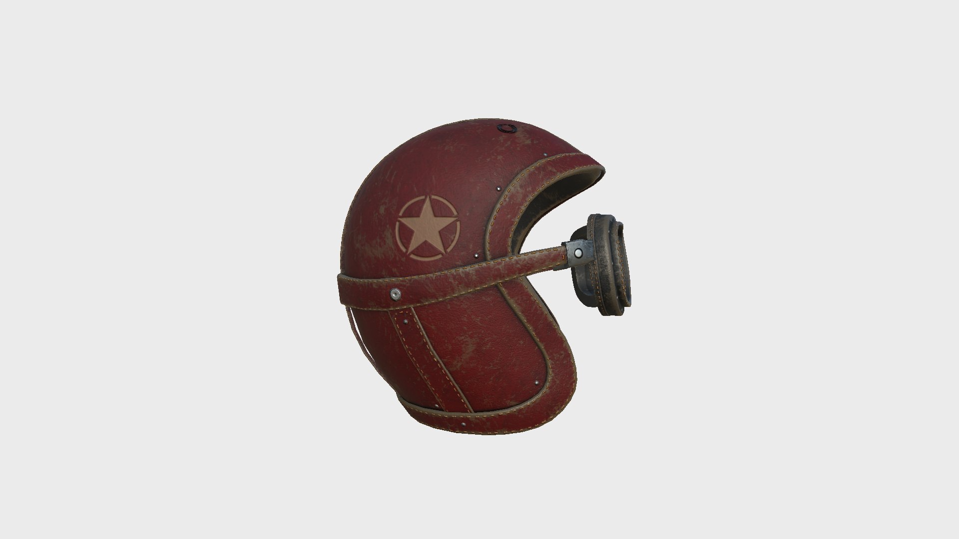 Biker Classic Helmet 08 Red Leather - Character Design Fashion Model ...