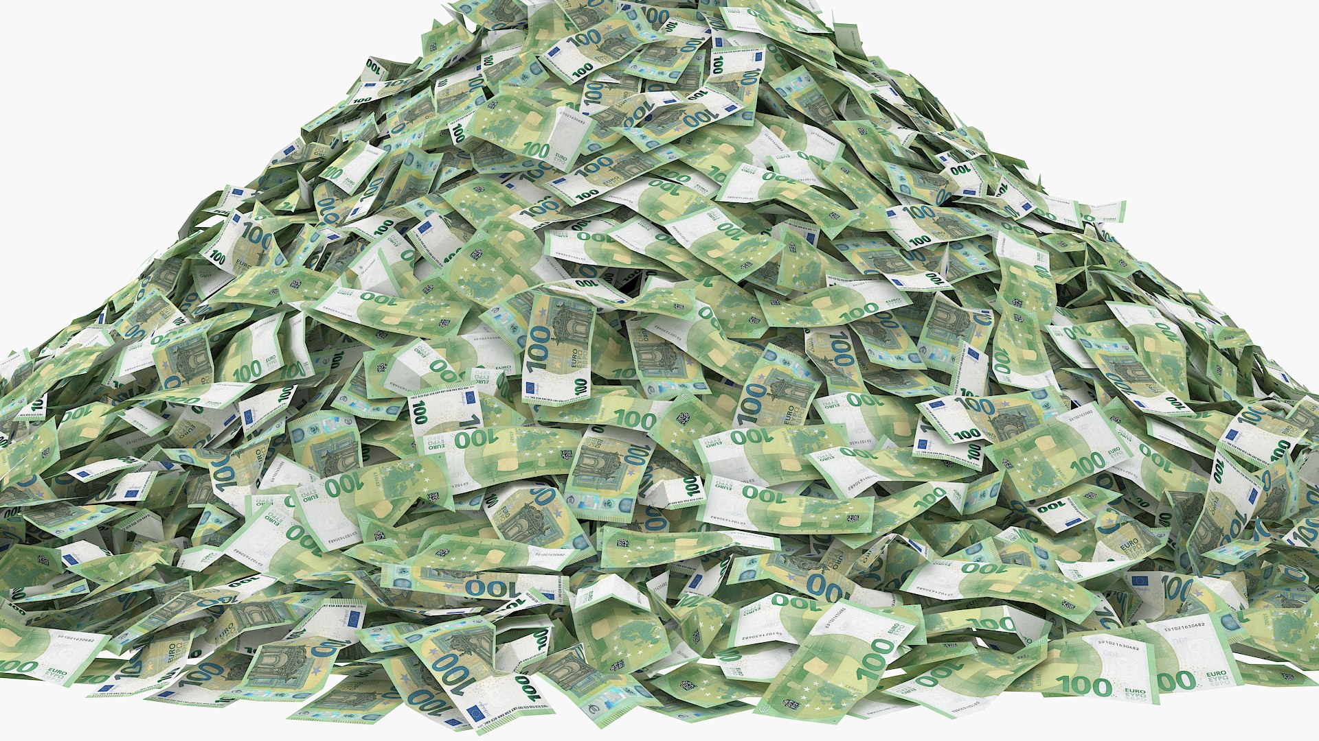 3D 100 Euros Bill Pile Model - TurboSquid 1636106