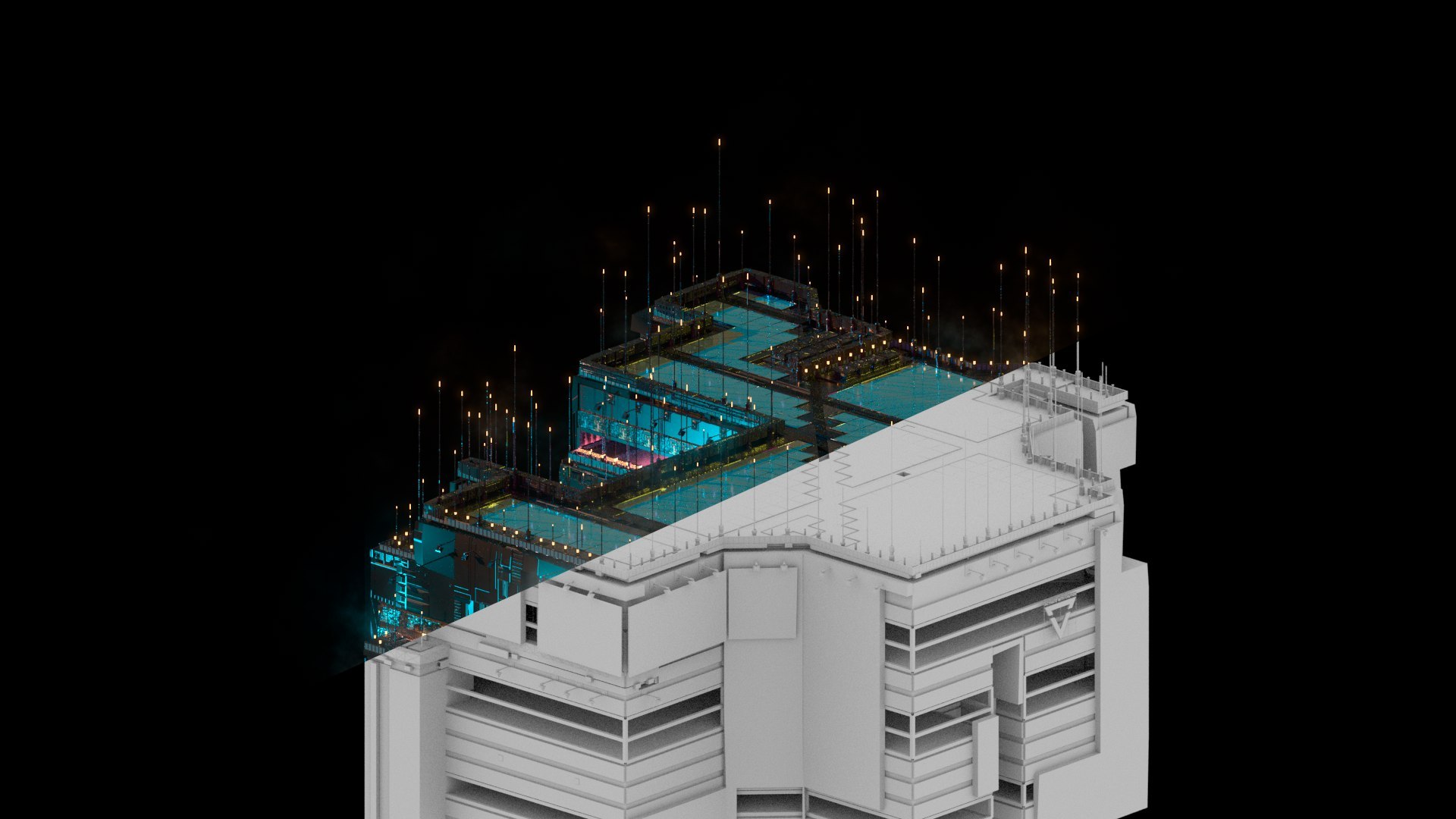 3D Sci-Fi Futuristic Cyberpunk Sci Fi City Building Skyscraper 79 ...