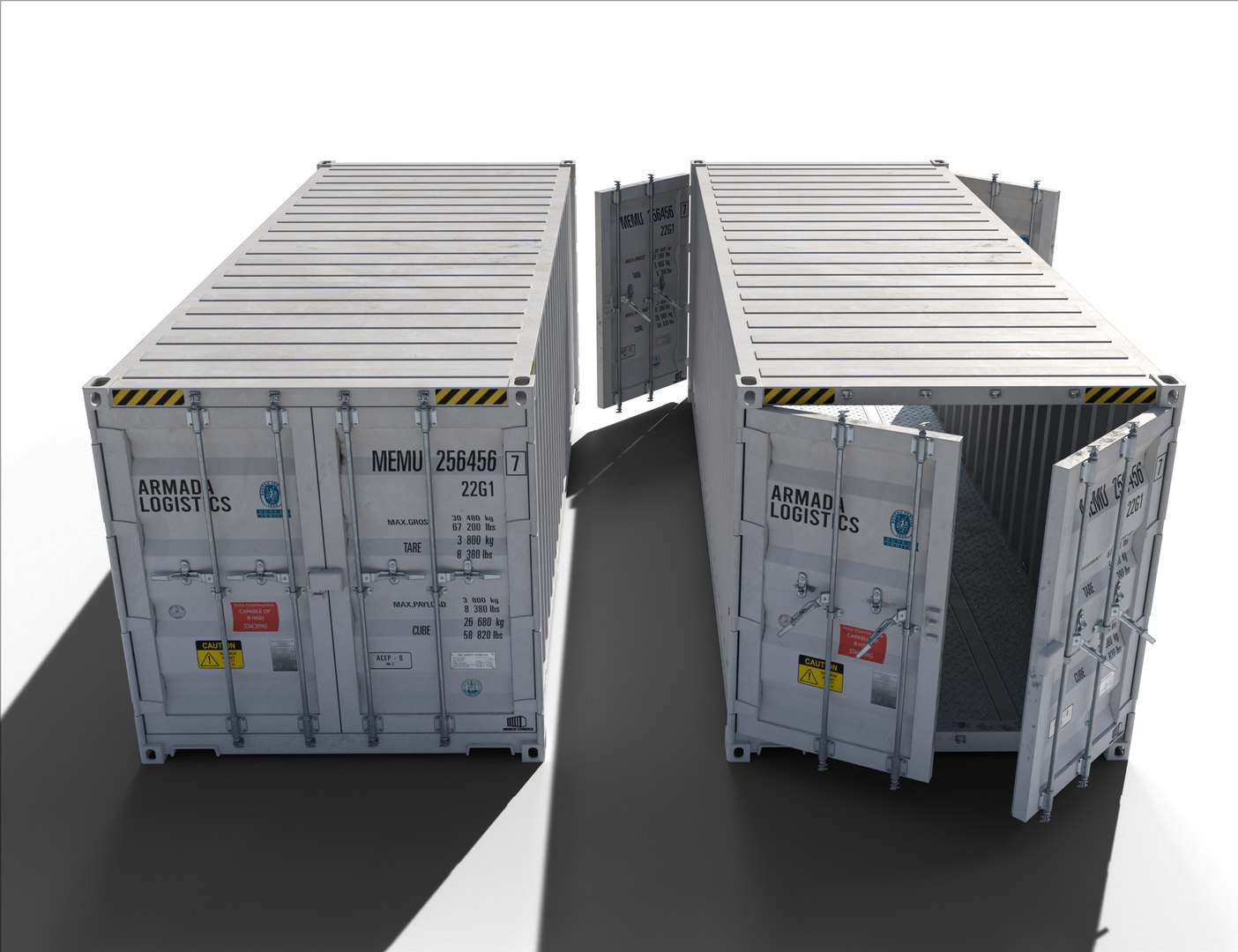20ft Cargo Container White 3D Model - TurboSquid 2205840