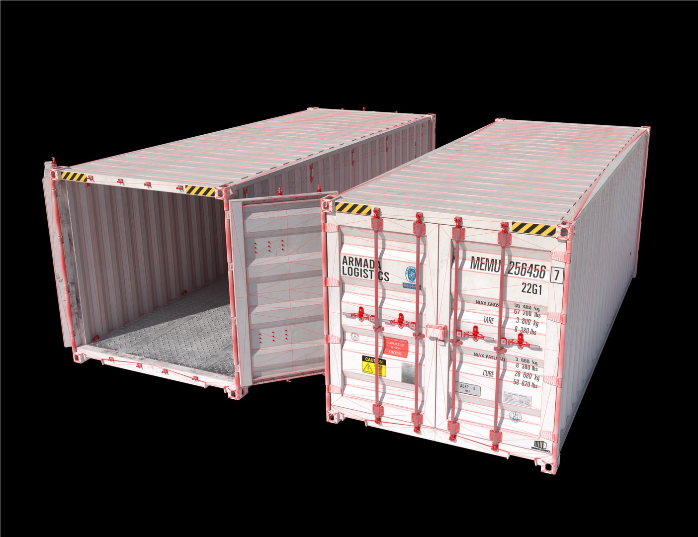 20ft Cargo Container White 3D Model - TurboSquid 2205840